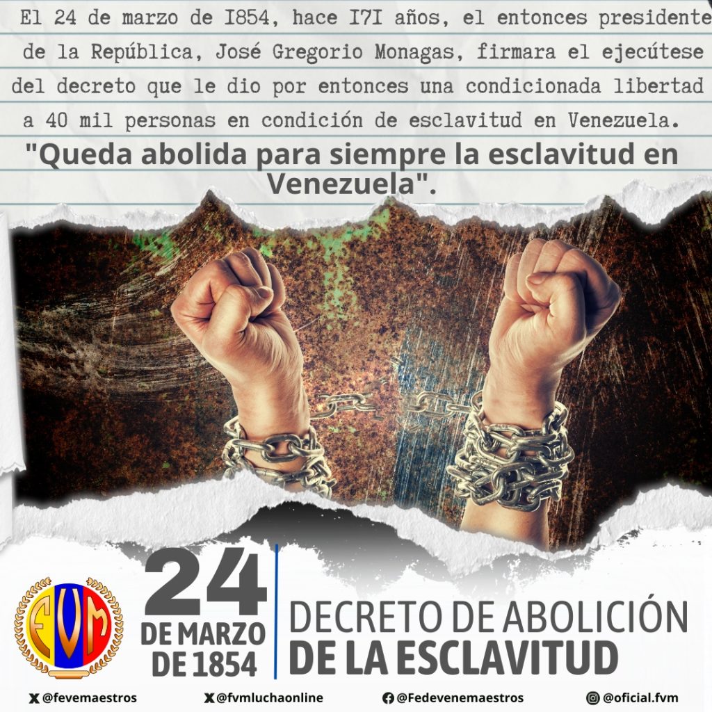 Efeméride: Decreto de Abolición de la Esclavitud en Venezuela ...